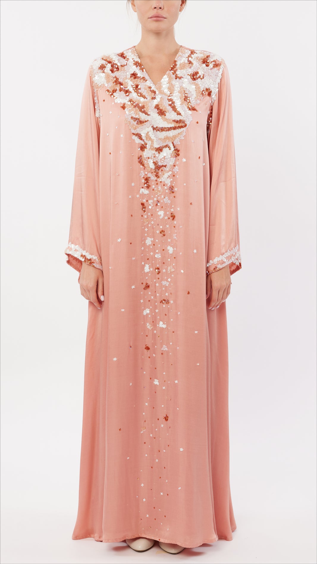 Abstract Sequin Embellished V-Neck Dress